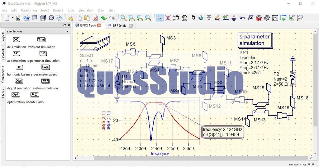 QucsStudio 回路シミュレーター と S-parameter | 我楽多小箱